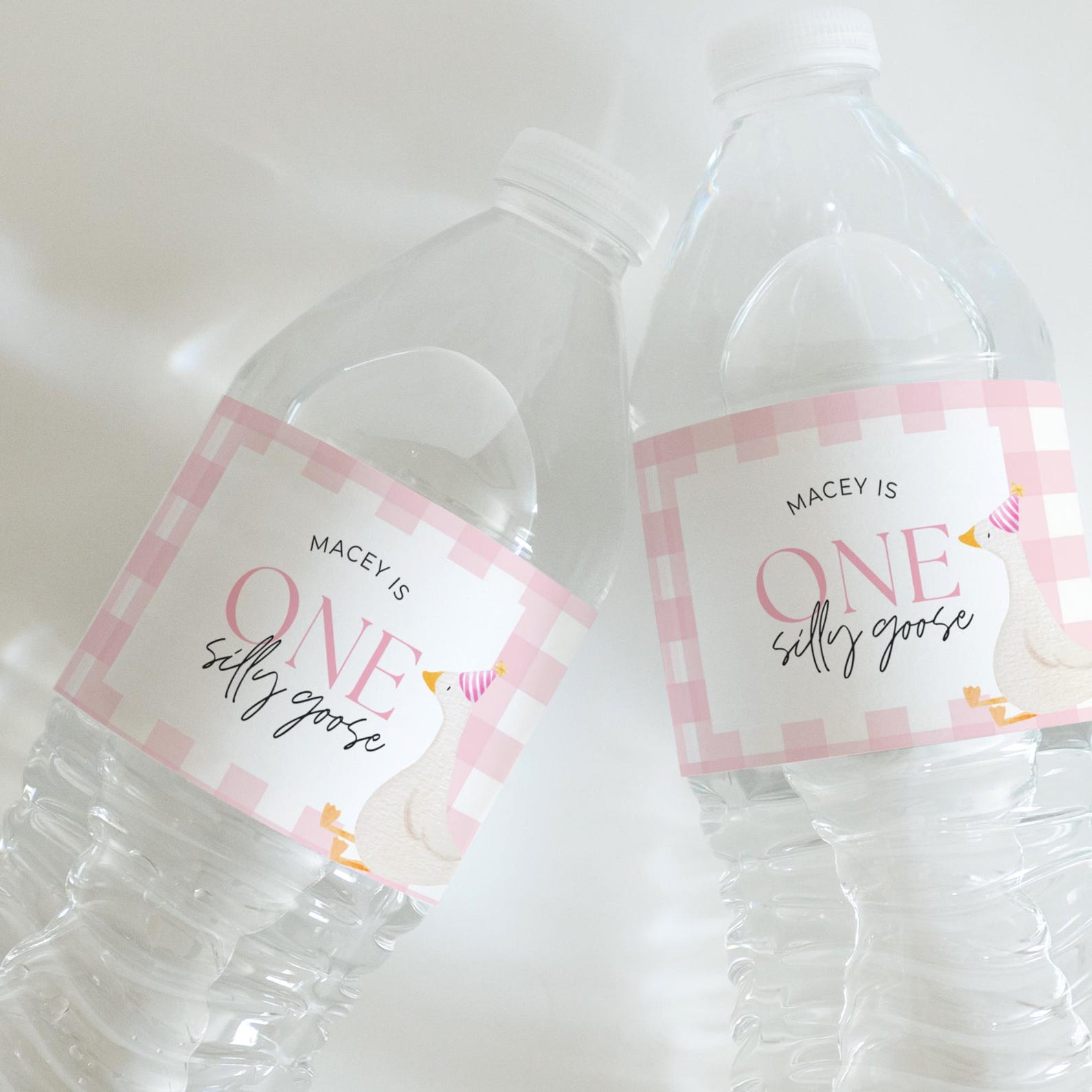 Editable Silly Goose Birthday Water Bottle Labels Pink Goose Birthday ...