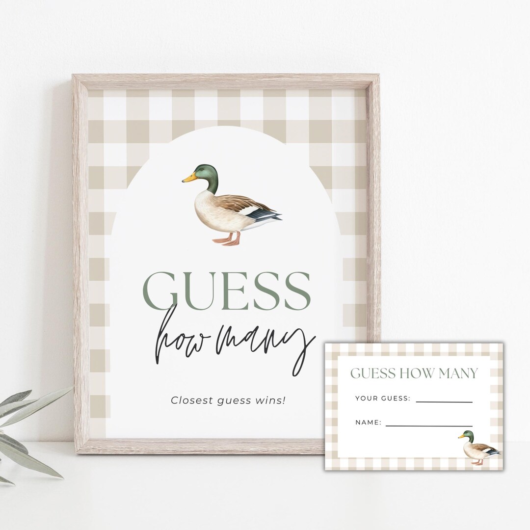 Printable Mallard Duck Baby Shower Guess How Many Game Duck Theme Baby ...