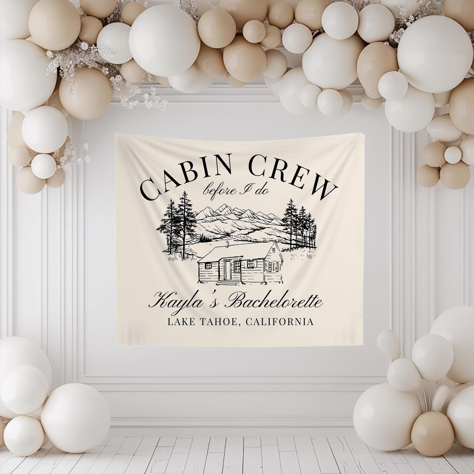 Cabin Crew Bachelorette Wall Tapestry Camp Bach Banner Mountain Getaway ...
