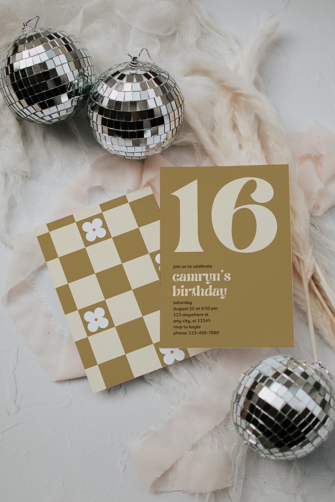 Editable 16th Birthday Party Invitation Checker Print Birthday Girl ...