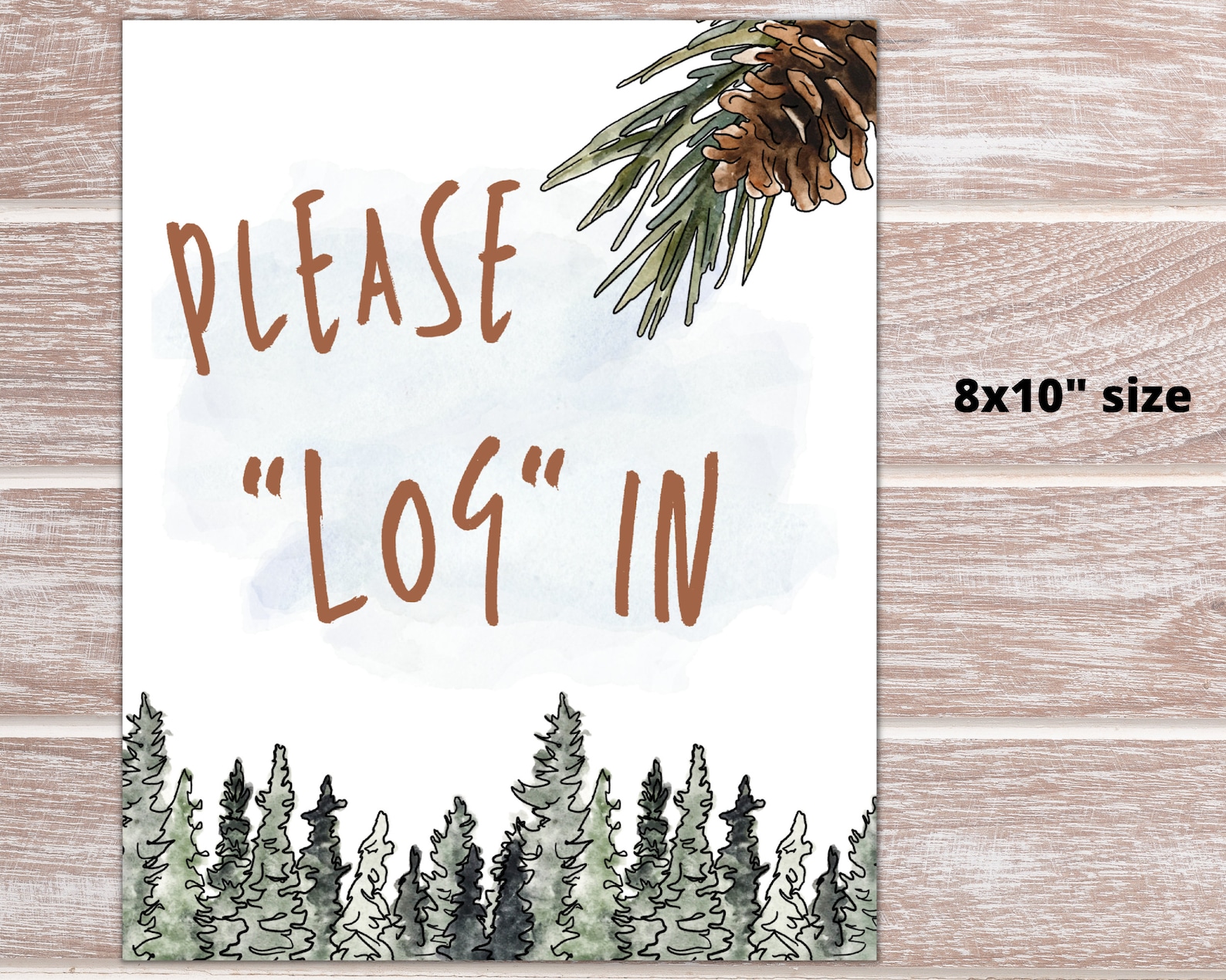 Printable Woodland Please Log in Sign Instant Download - Etsy