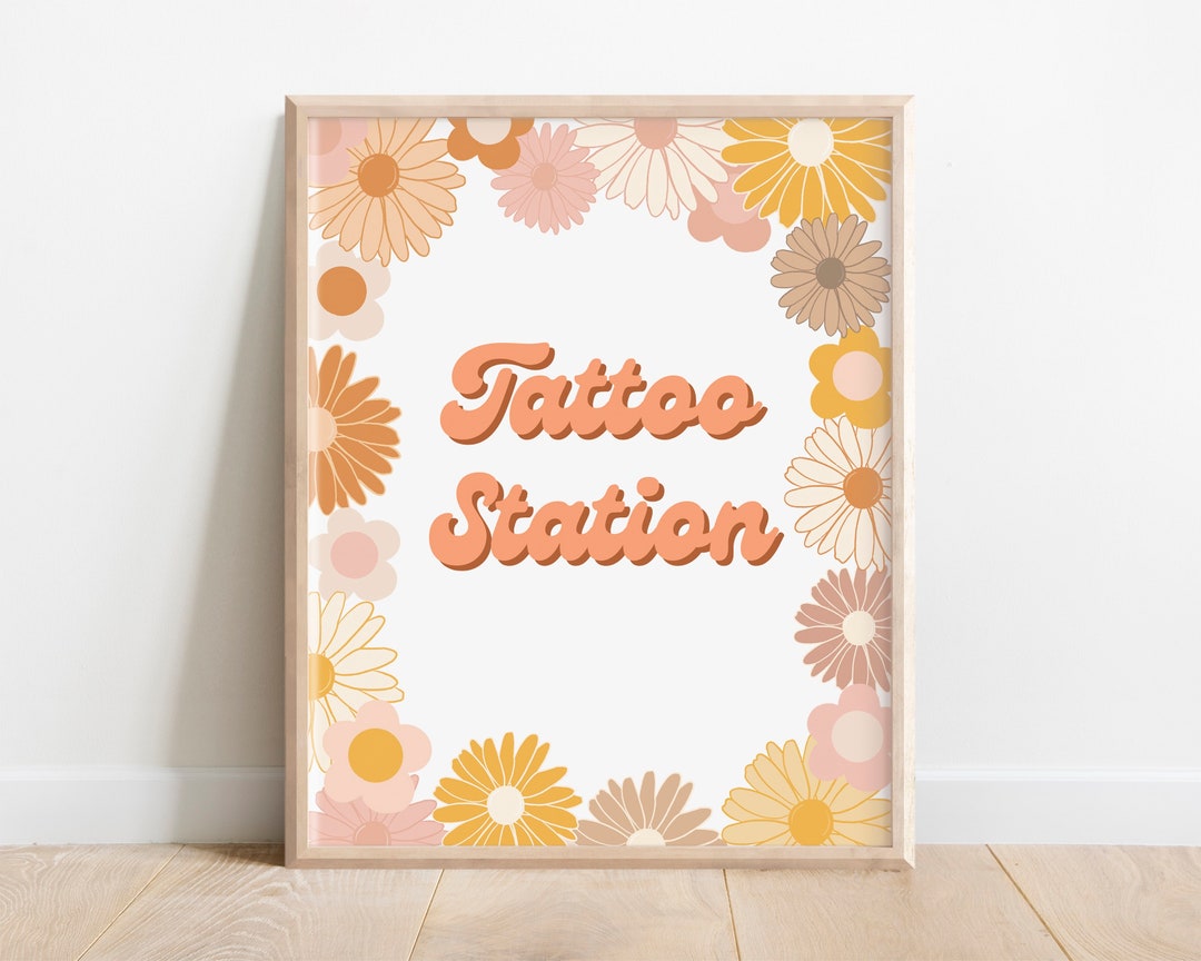 Printable Groovy Birthday Party Decor Groovy Tattoo Station Table Sign ...