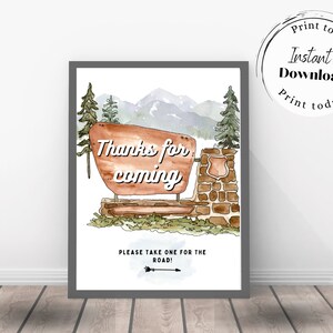 Printable Thanks for Coming Sign National Park Theme Baby Shower Party ...