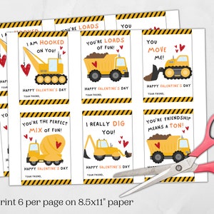 Printable Kid Valentine Day Cards, Construction Valentine Cards, School ...