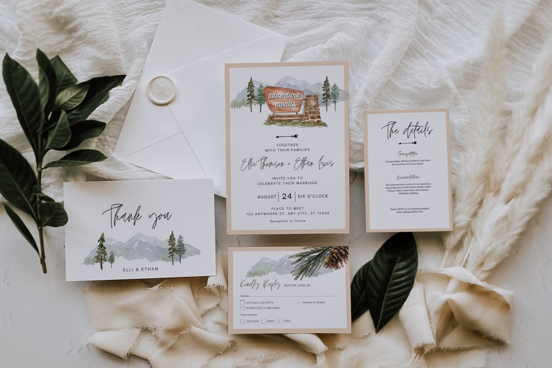 Editable National Park Wedding Invitation Suite Mountain Wedding Invite ...