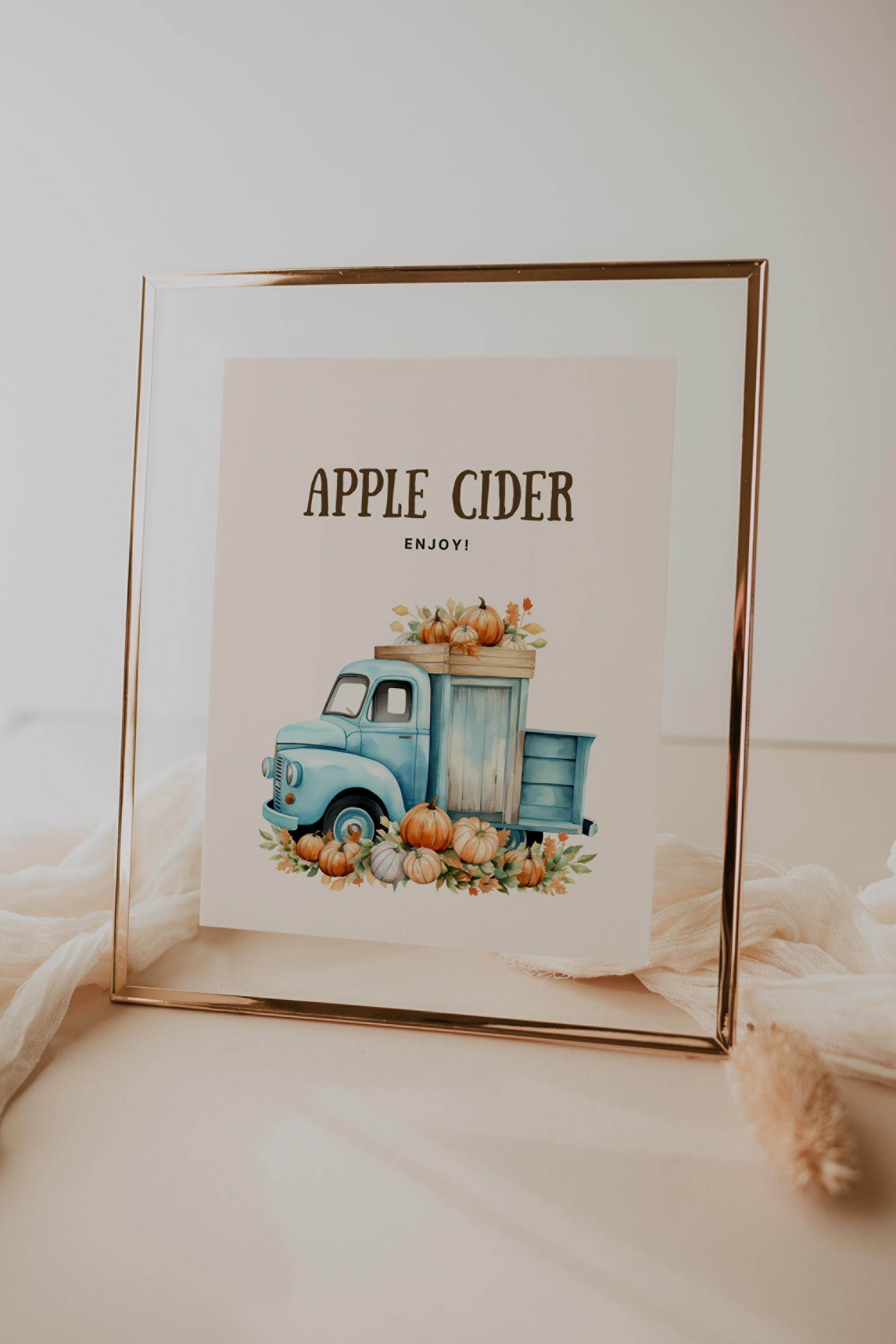 Printable Fall Apple Cider Party Sign Pumpkin Season Cider Table Shower ...