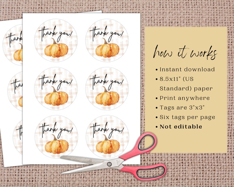 Printable Pumpkin Thank You Tags Little Pumpkin Baby Shower Party ...