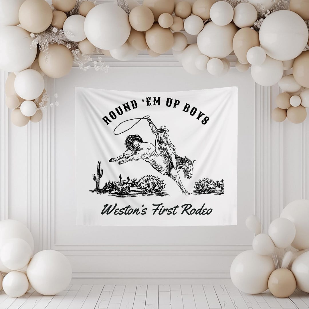 My First Rodeo Birthday Banner Boy Custom Rodeo Wall Decor Western ...
