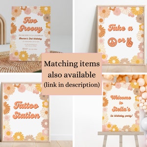 Editable Groovy Birthday Party Decor Two Groovy Birthday Party Sign ...