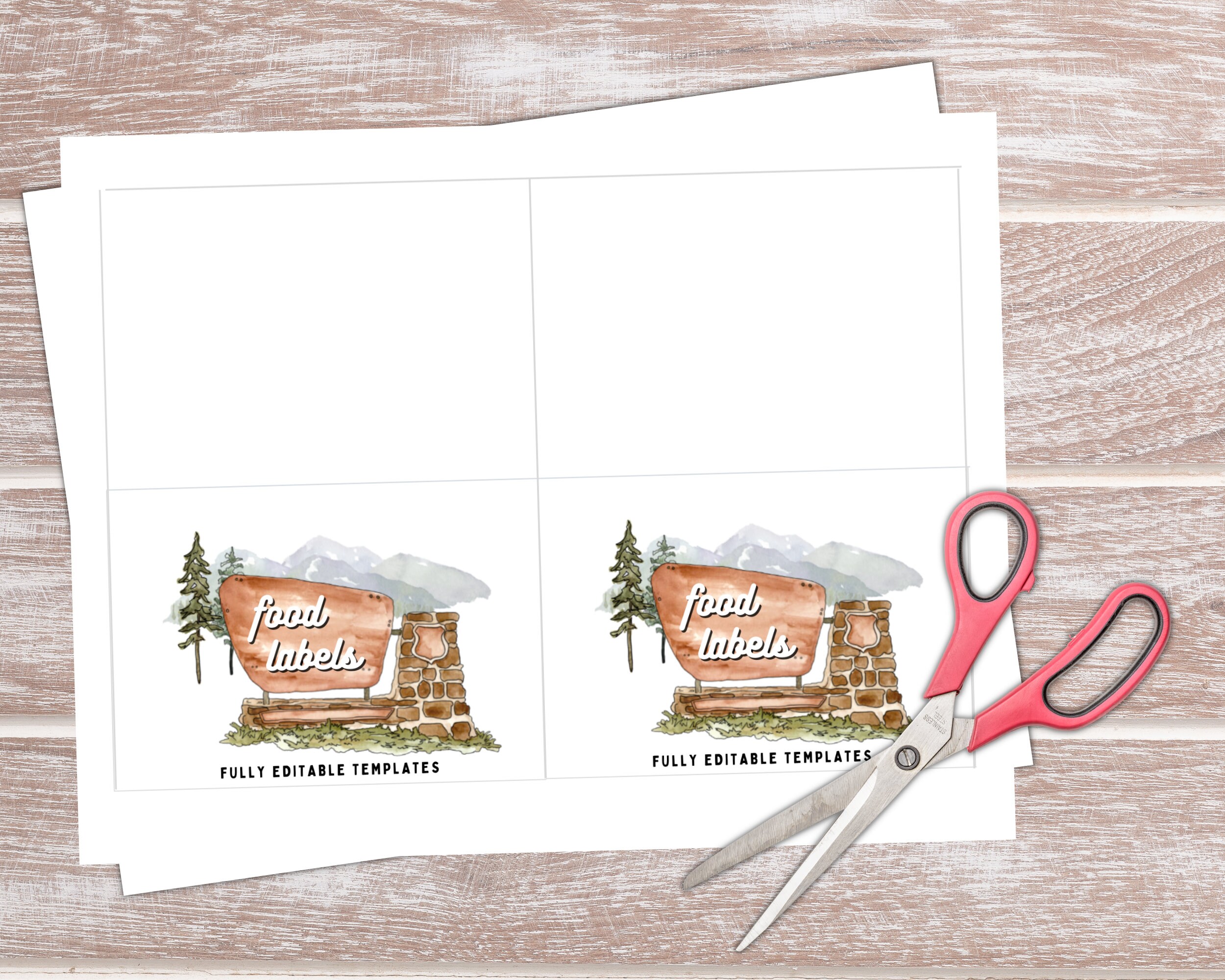 Editable Food Labels National Park Theme Buffet Card Woodland Food Tags ...