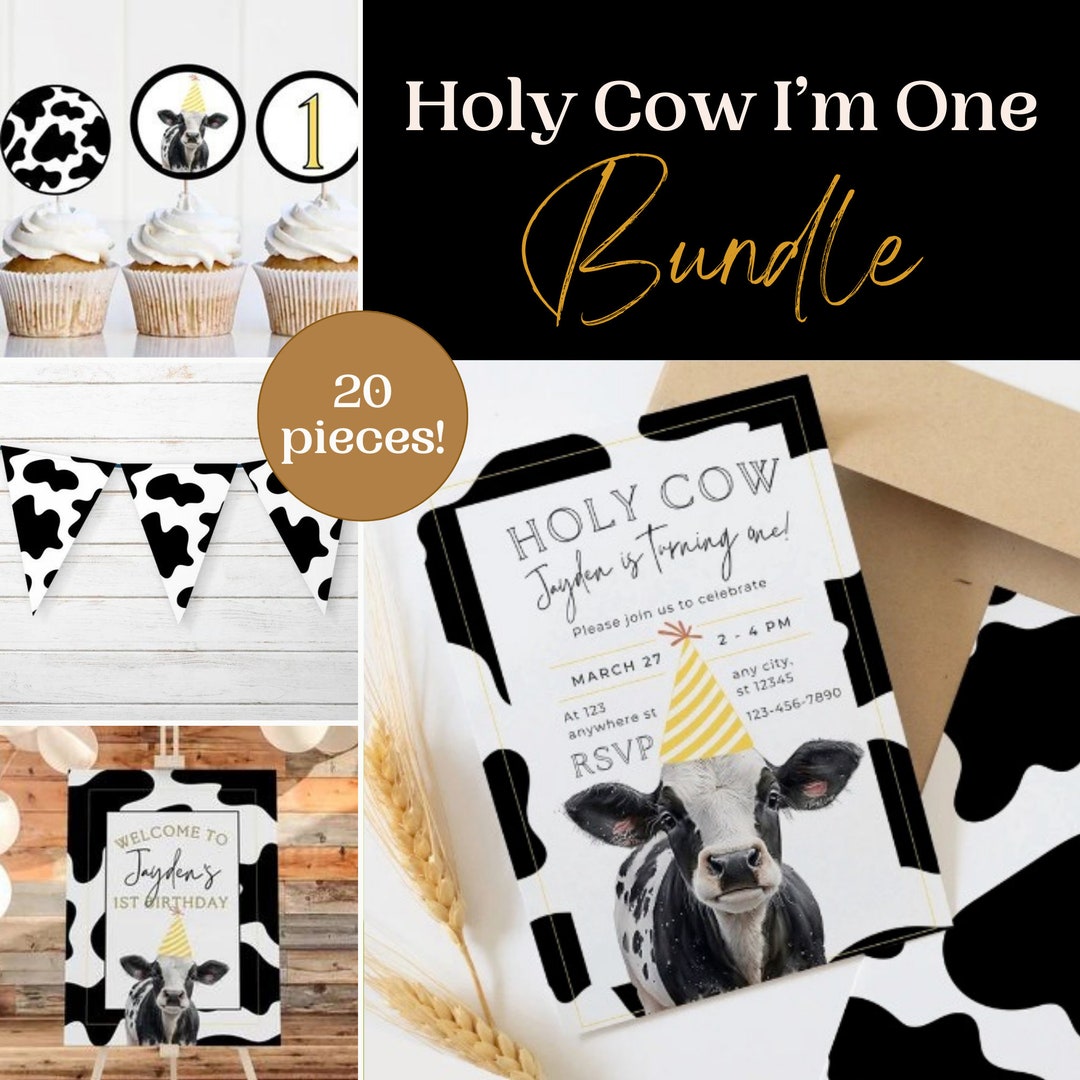 Holy Cow Birthday Bundle 1st Birthday Boy Decor Holy Cow I'm One ...