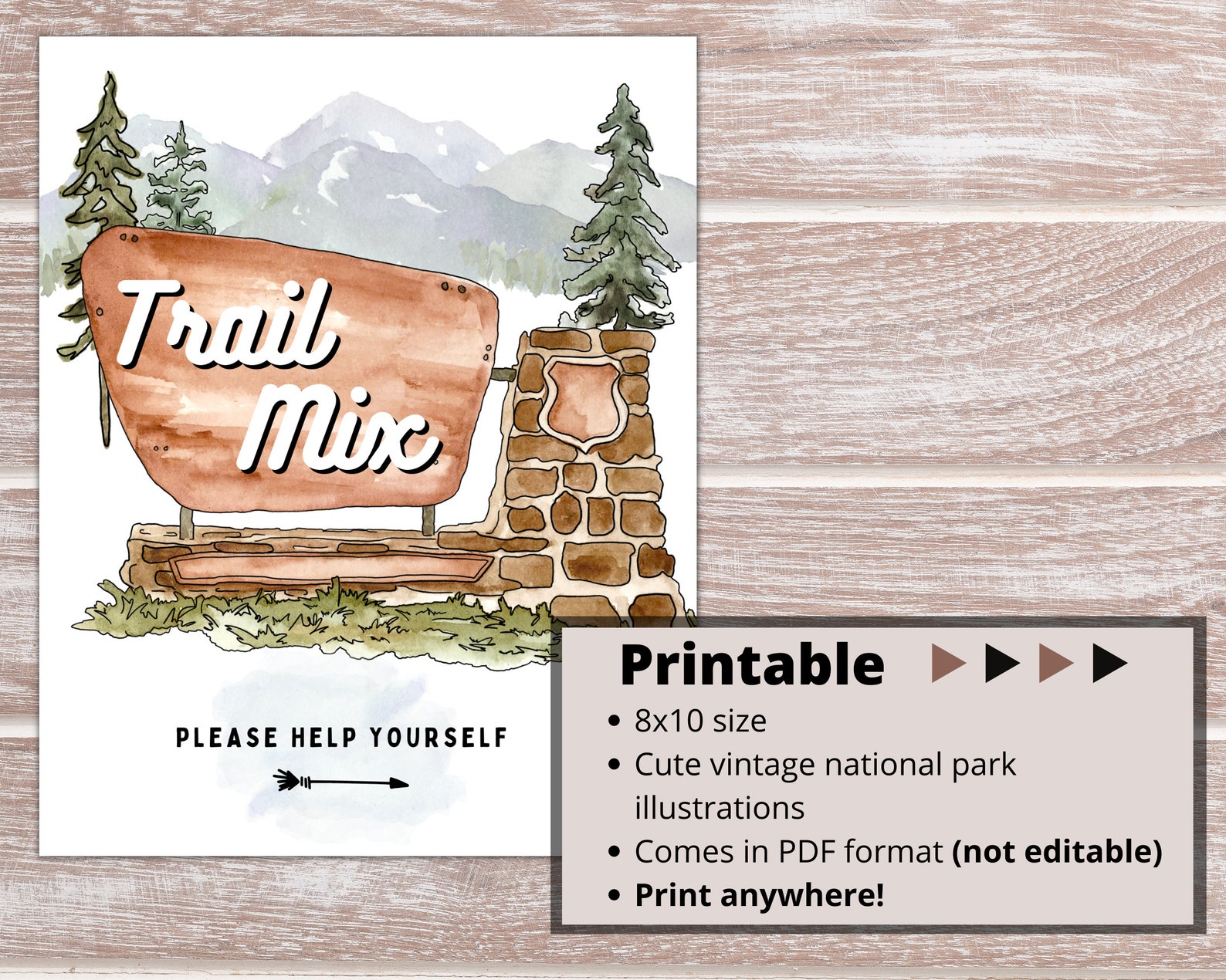 Printable National Park Trail Mix Bar Sign Instant Download - Etsy