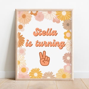 Editable Groovy Birthday Party Decor Two Groovy Birthday Party Sign ...