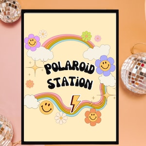 Printable Groovy Birthday Party Decor Groovy Polaroid Station Table ...