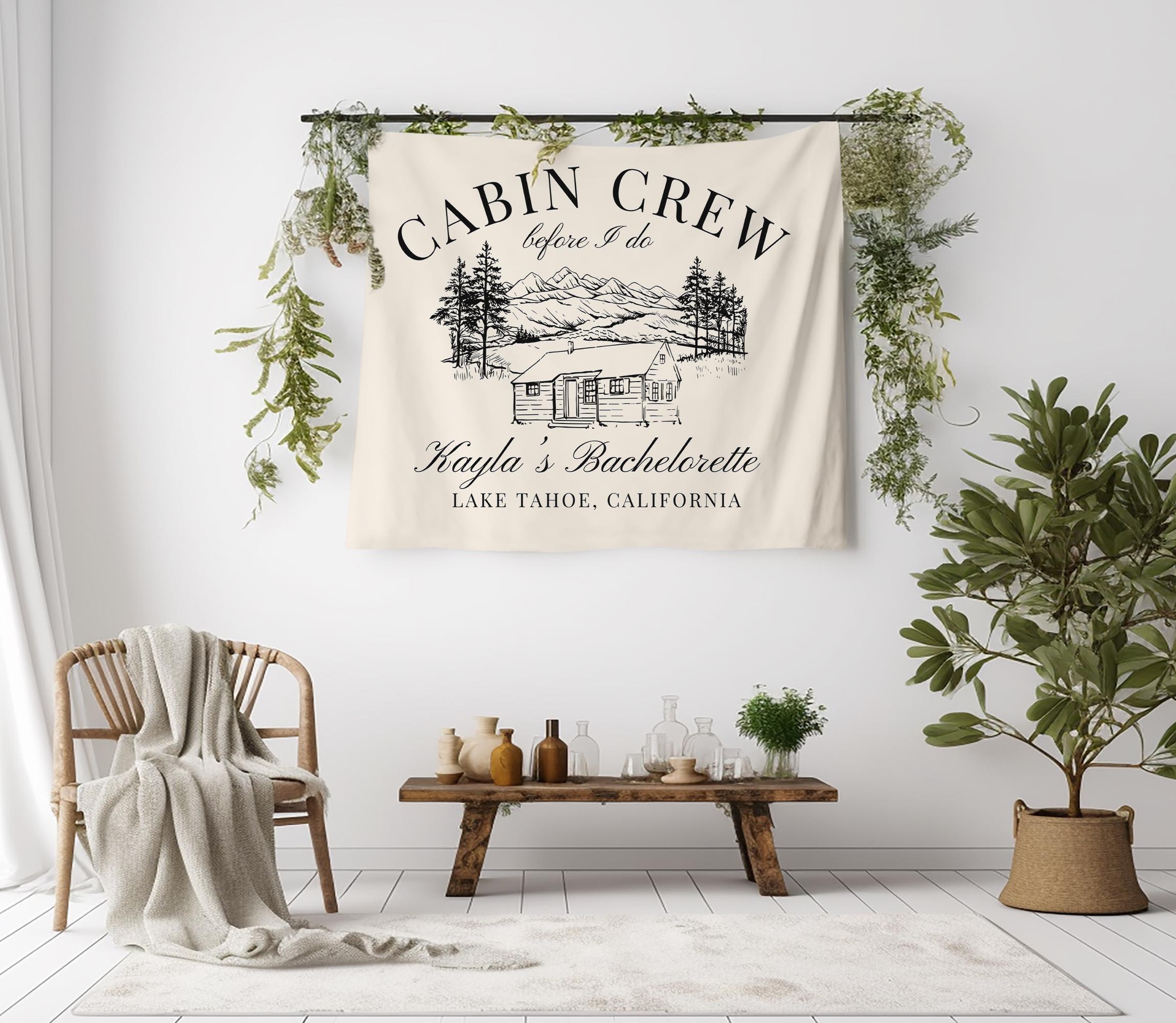 Cabin Crew Bachelorette Wall Tapestry Camp Bach Banner Mountain Getaway ...