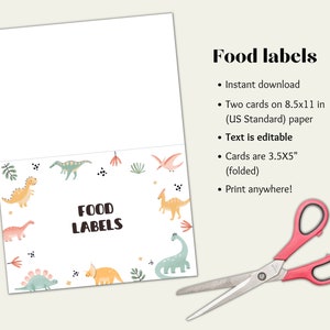Editable Girl Dinosaur Food Labels, Instant Download, Pink Dinosaur ...
