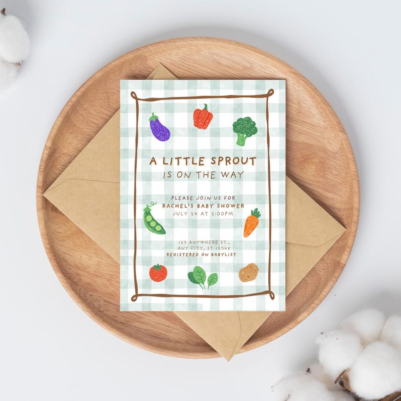 Editable Little Sprout Baby Shower Invite Boy Locally Grown Baby Shower ...