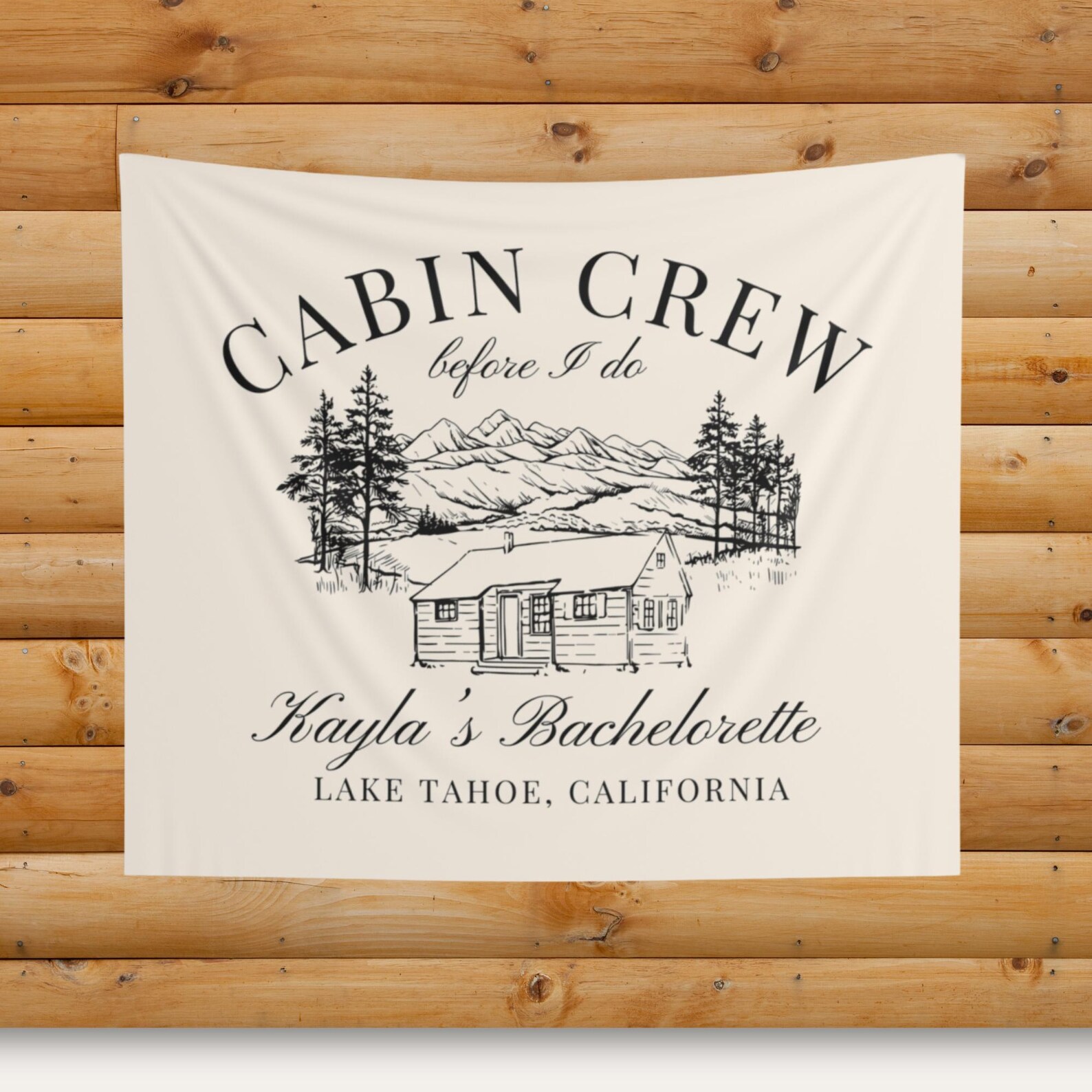 Cabin Crew Bachelorette Wall Tapestry Camp Bach Banner Mountain Getaway ...