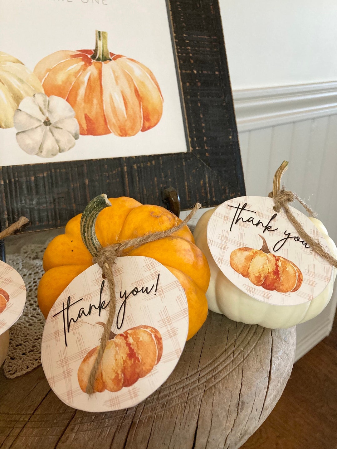 Printable Pumpkin Thank You Tags Little Pumpkin Baby Shower Party ...