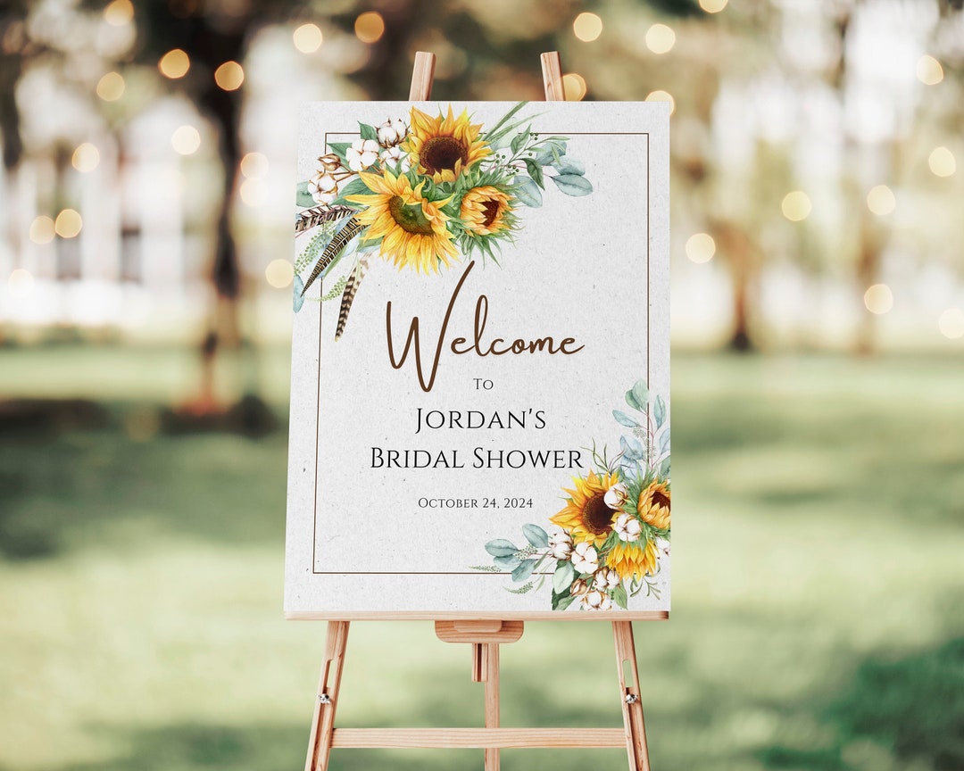 Editable Sunflower Bridal Shower Sign Sunflower Bridal Shower Welcome ...