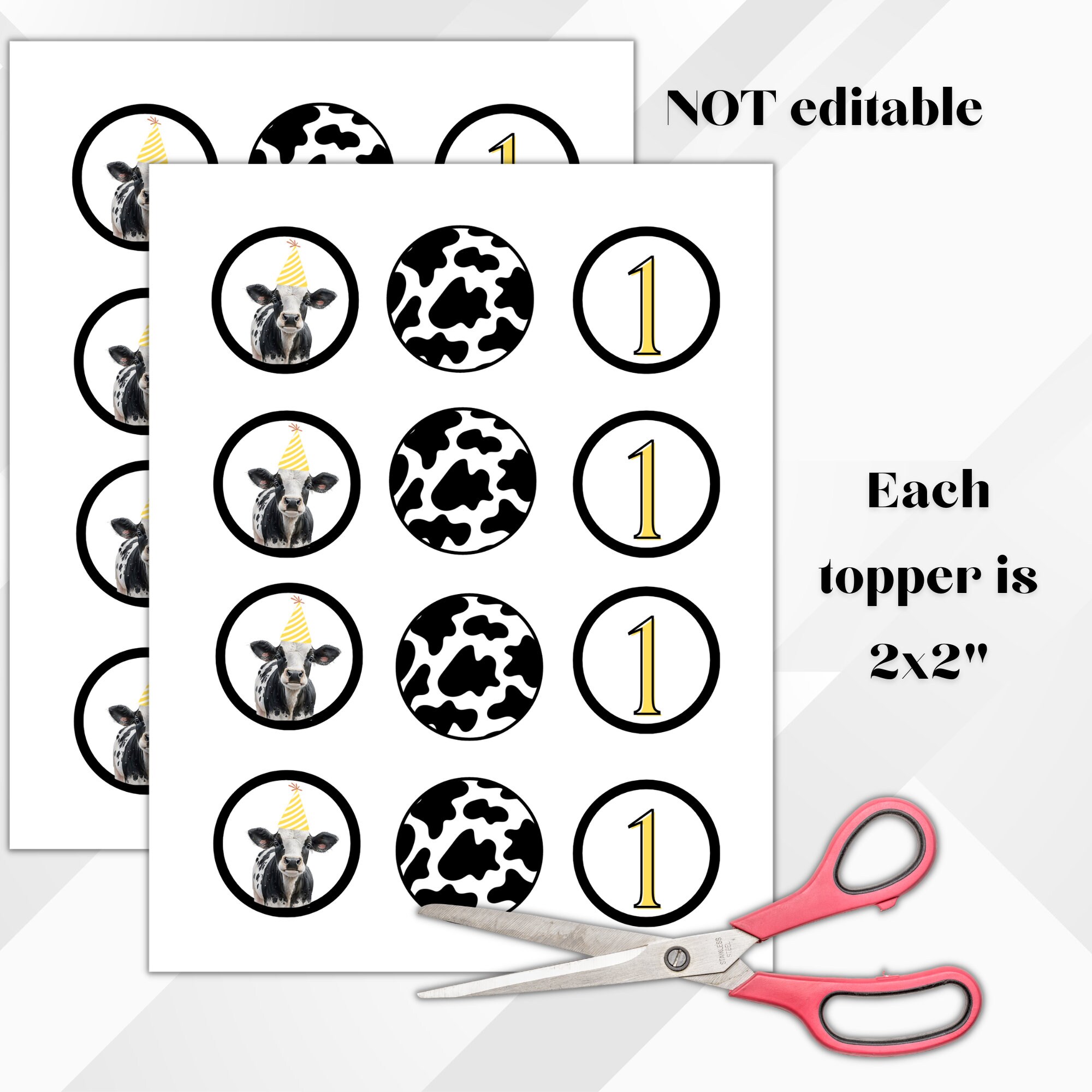 Printable Holy Cow Birthday Cupcake Toppers Cow 1st Birthday - Etsy
