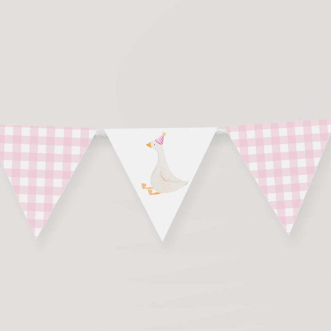 Printable Silly Goose Birthday Banner Pink Goose Theme Decor Girl 1st ...