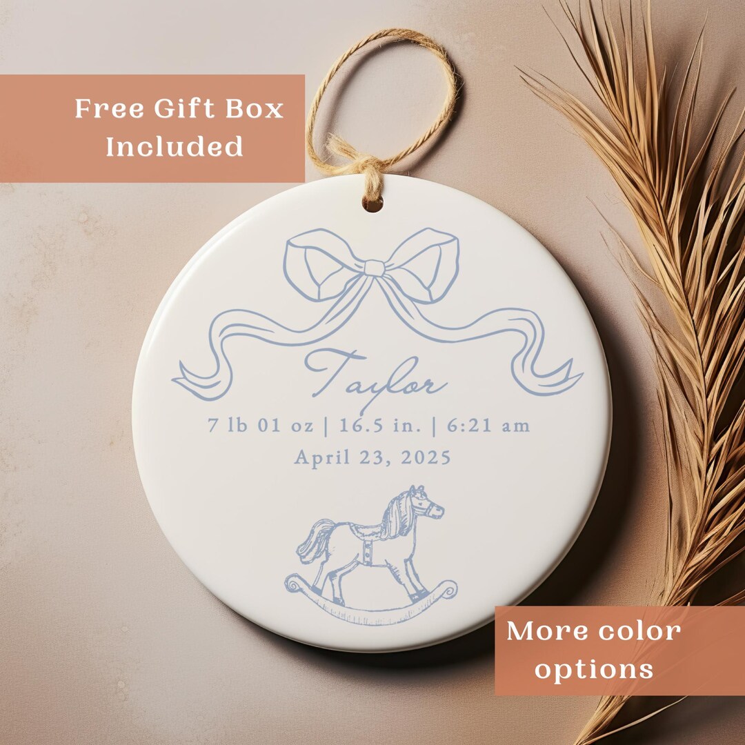 Birth Stats Ornament Birth Stats Keepsake Gift From Godparents Custom ...
