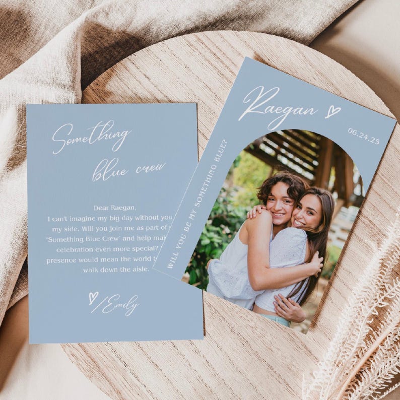 Editable Something Blue Crew Proposal Card Template Be My Something ...