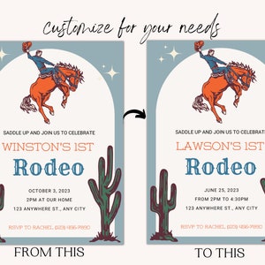 Editable My First Rodeo Birthday Invitation Boy 1st Birthday Ideas ...
