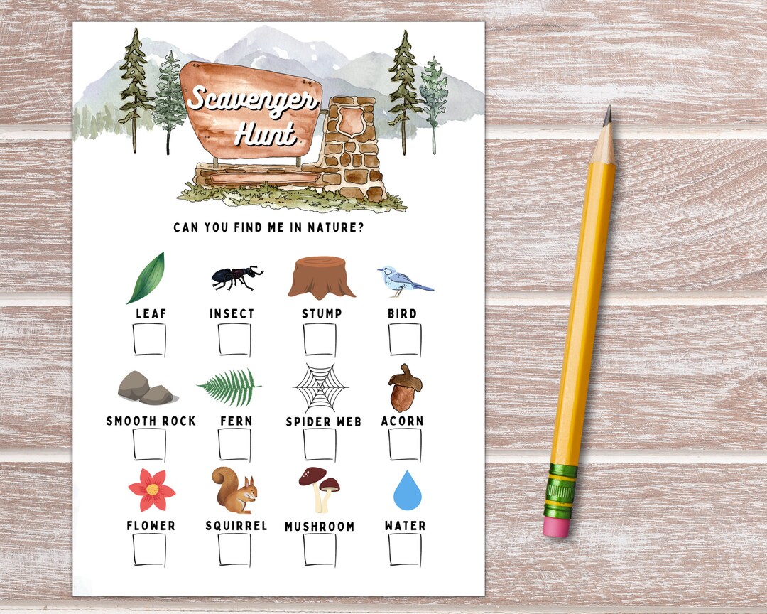 National Park Kid Scavenger Hunt, Instant Download, National Park ...