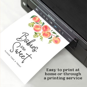 Editable Peach Baby Shower Babies Are Sweet Sign A Little Peach is on ...