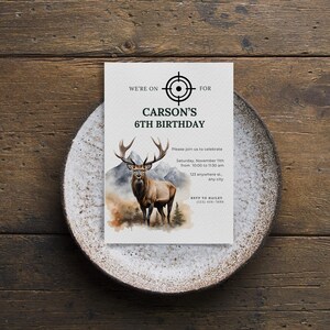 Editable Hunting Birthday Invitation Elk Hunting Boy Birthday Ideas for ...