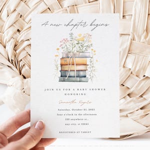 Editable A New Chapter Begins Baby Shower Invitation Girl Storybook ...