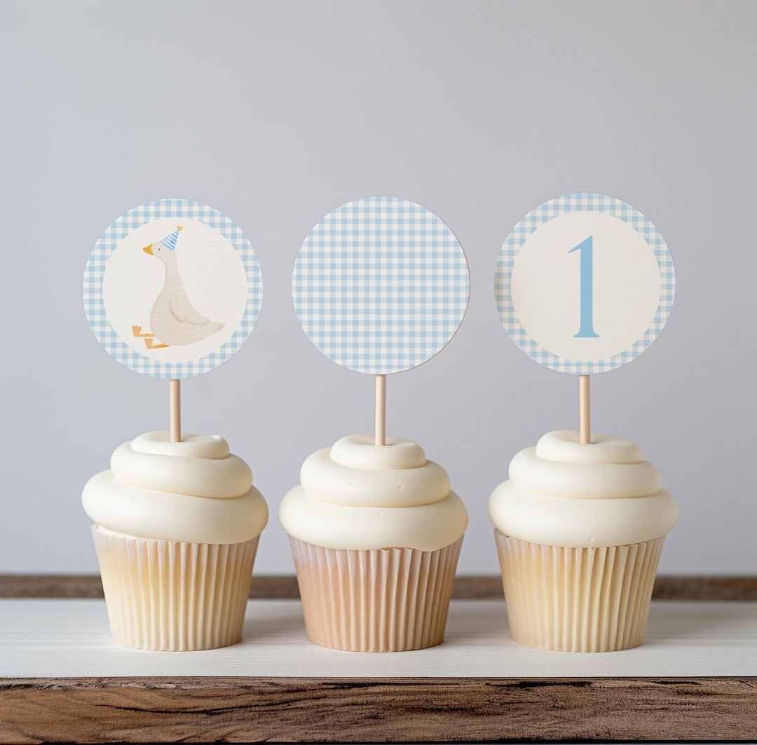 Printable Silly Goose Birthday Cupcake Topper in Blue Goose Theme ...