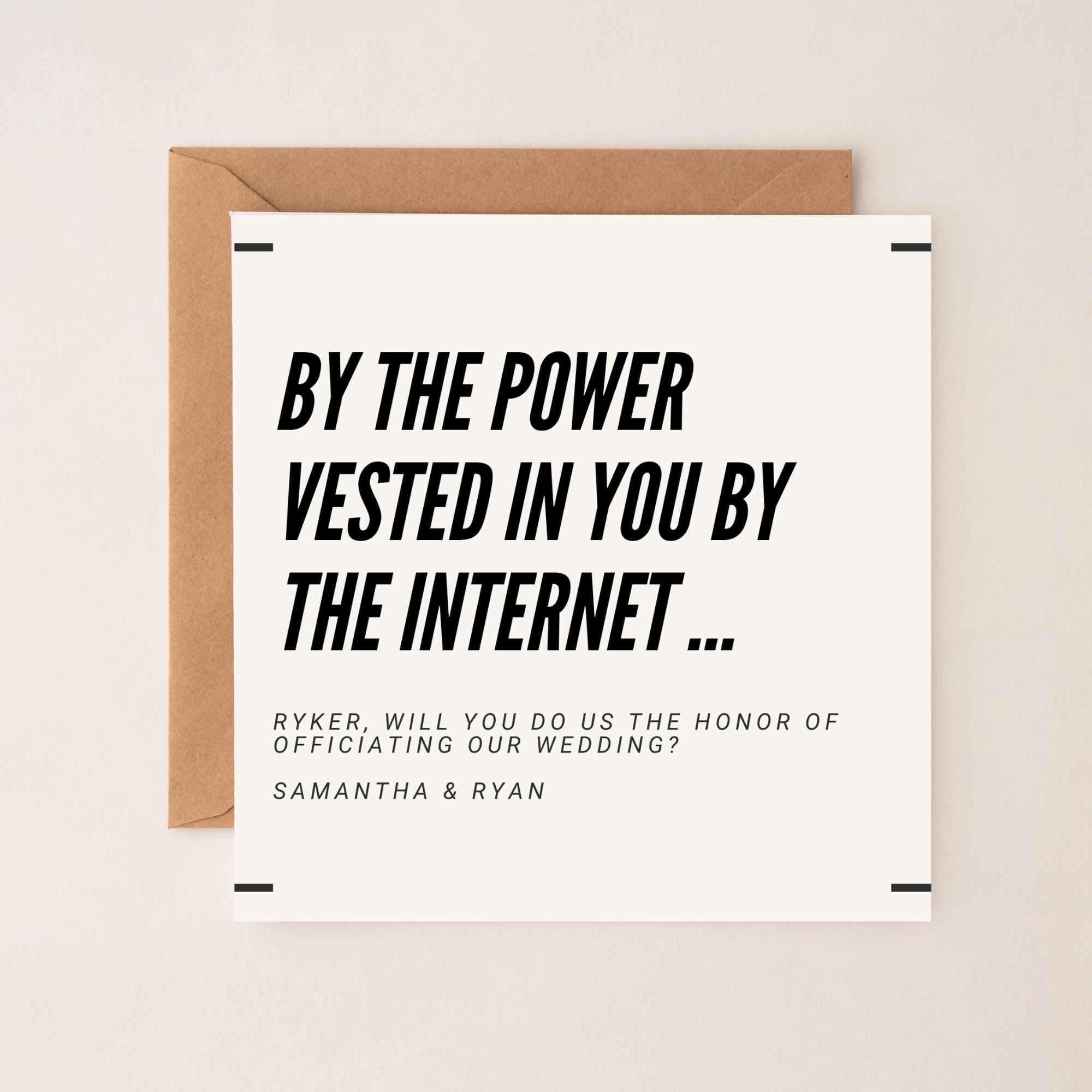 Editable Funny Officiant Proposal Card Template Modern Will You Be Our ...