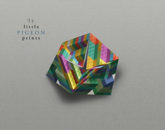 Building Blocks Bricks Fidget Flexagon Printable Digital - Etsy