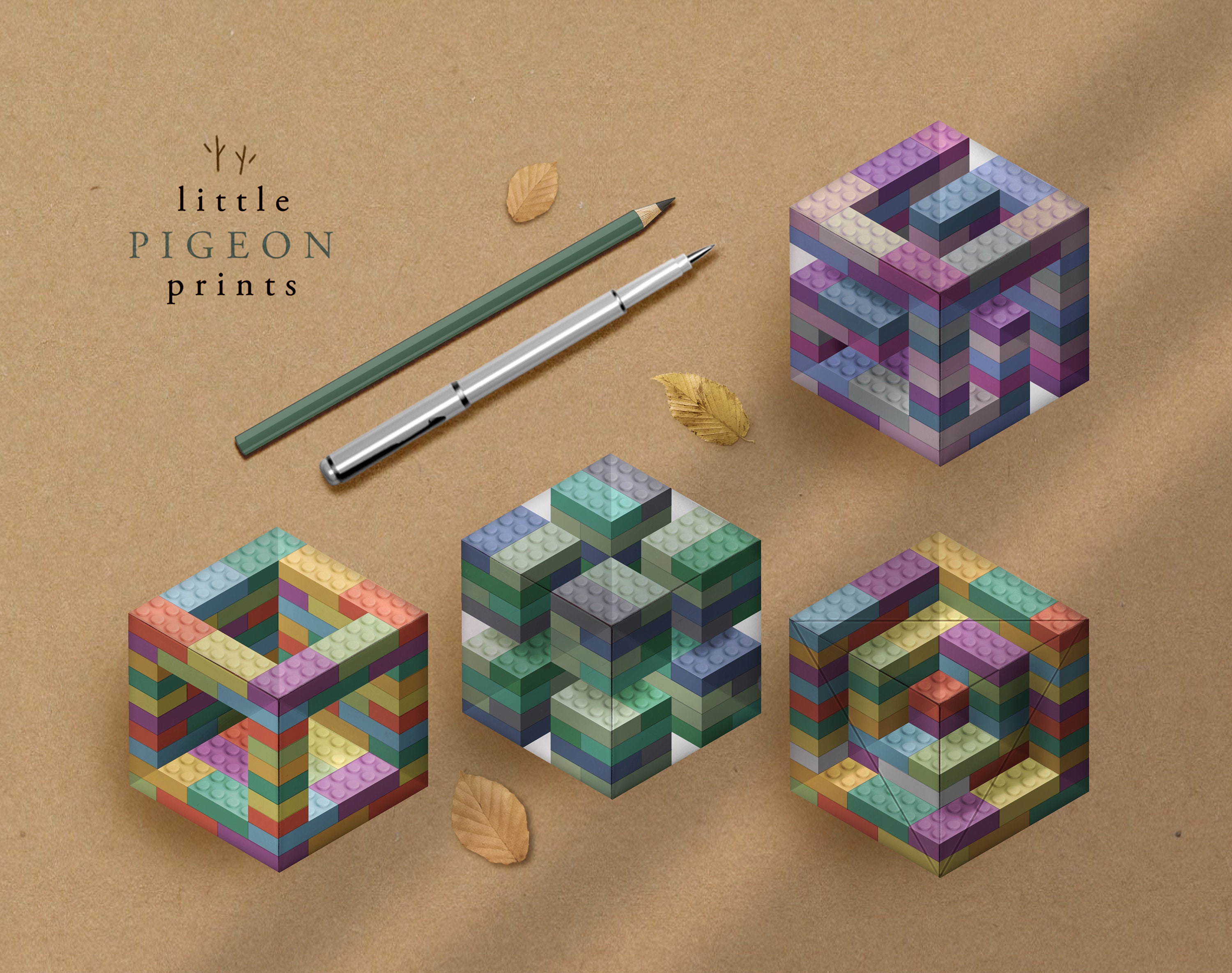 Building Blocks Bricks Fidget Flexagon Printable Digital Download ...