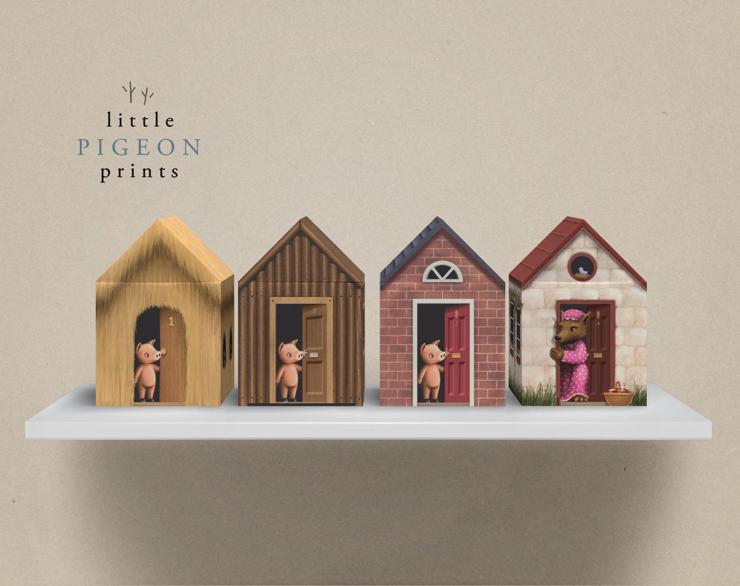 Paper House 3 Little Pigs Models Colour in or Fully Illustrated ...