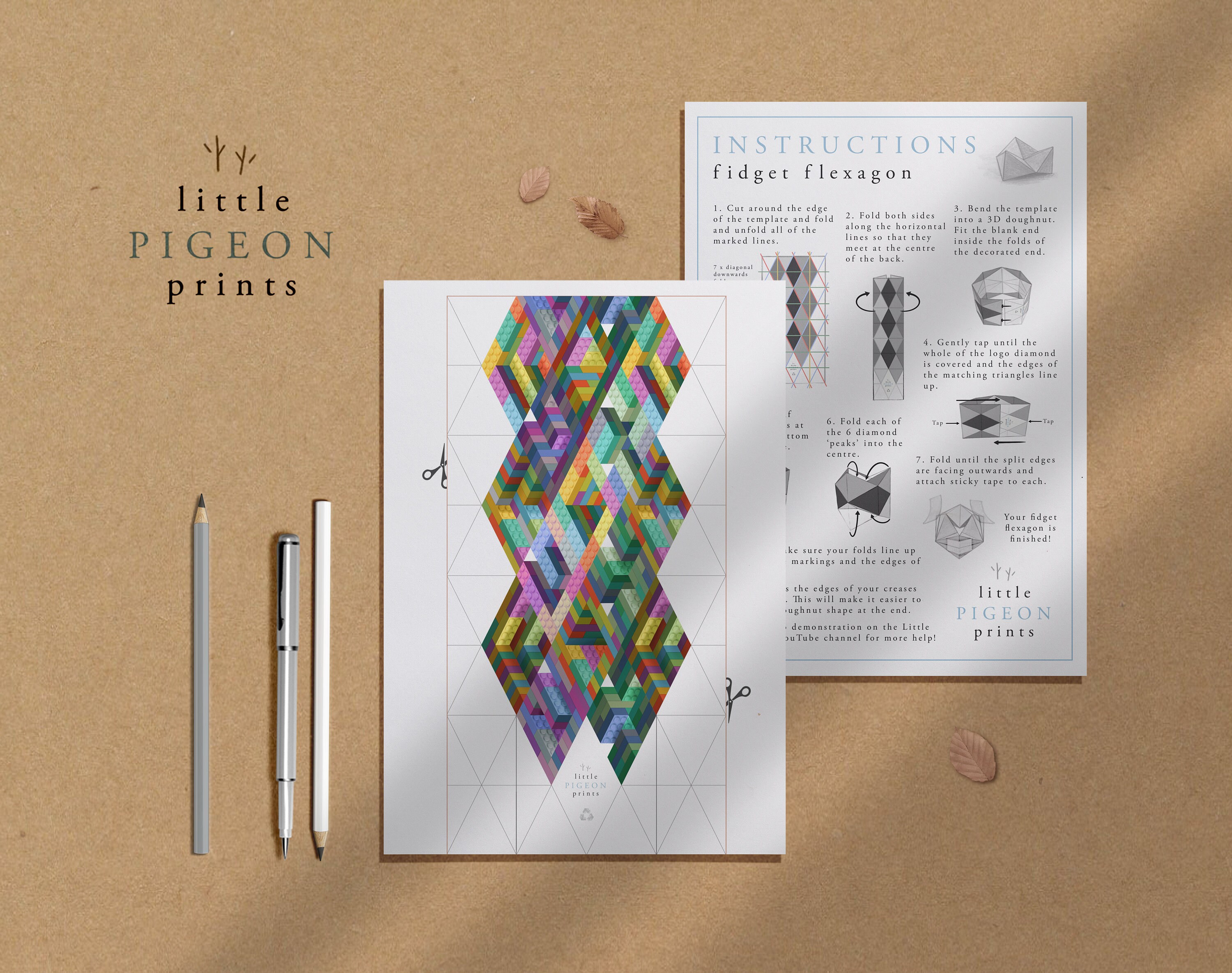 Building Blocks Bricks Fidget Flexagon Printable Digital Download ...