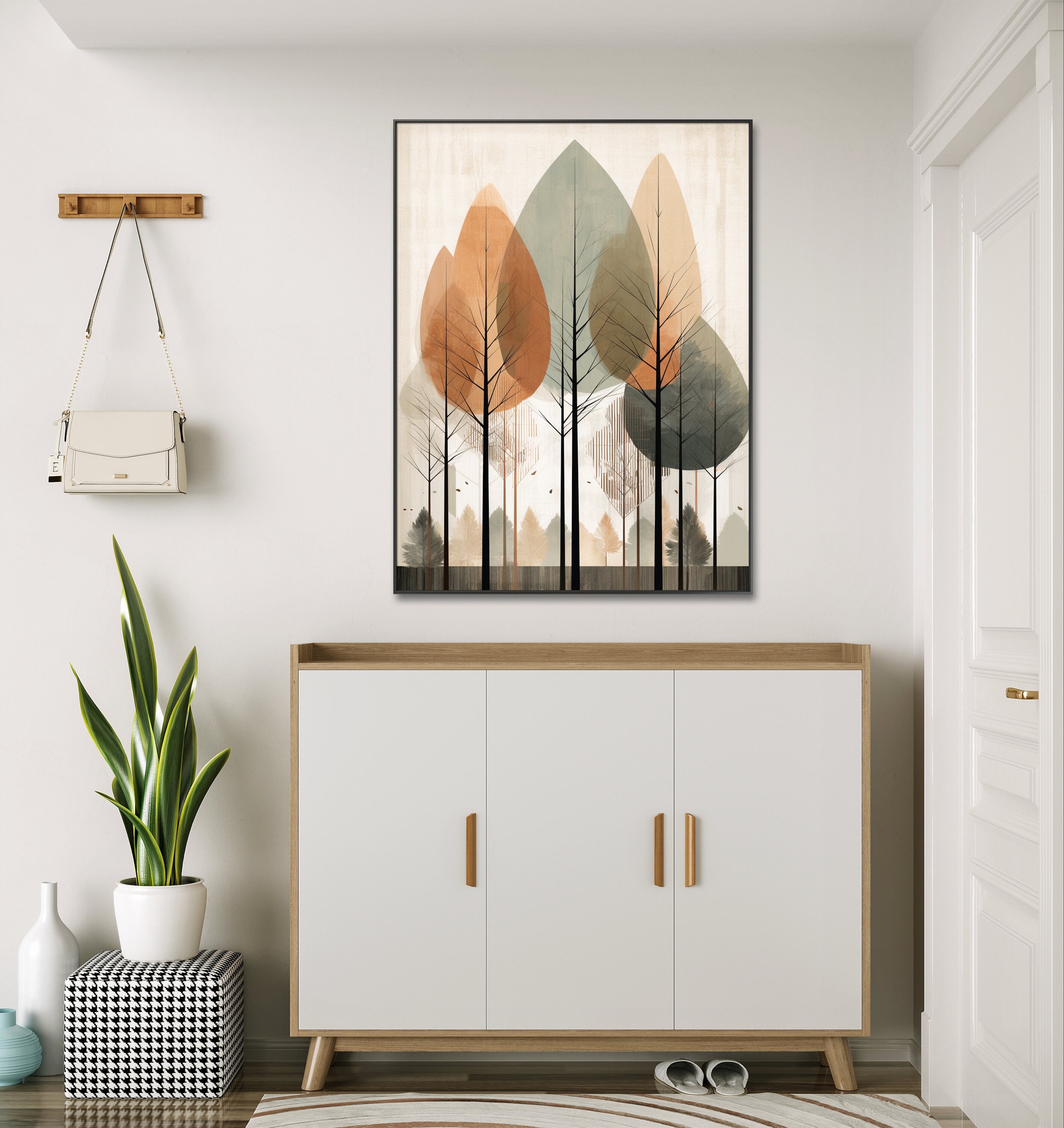 Mid-century Forest Wall Art Print: Whispering Woods - Etsy