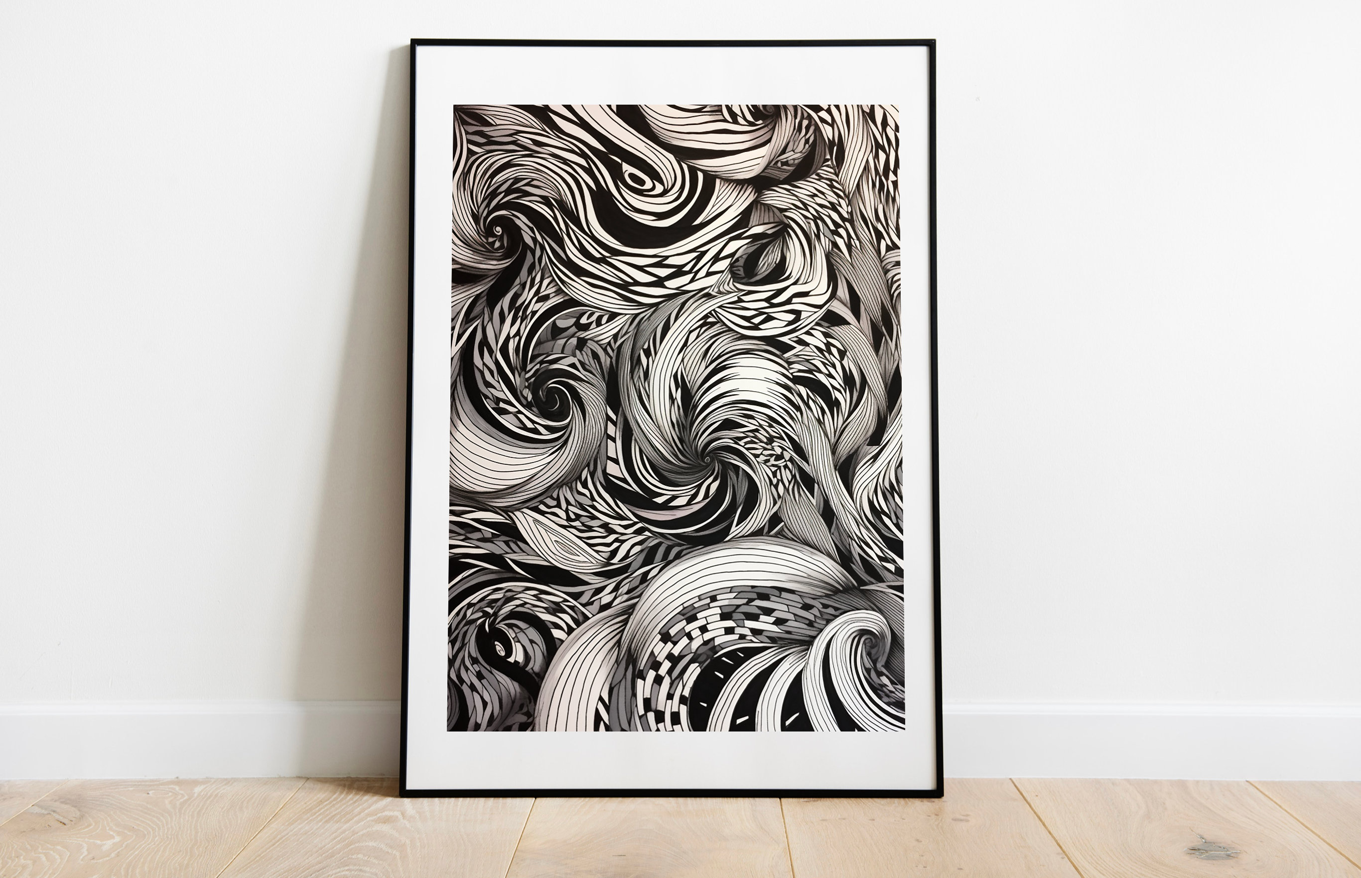 Abstract Black & White Wall Art Print: Harmonious Swirls - Etsy