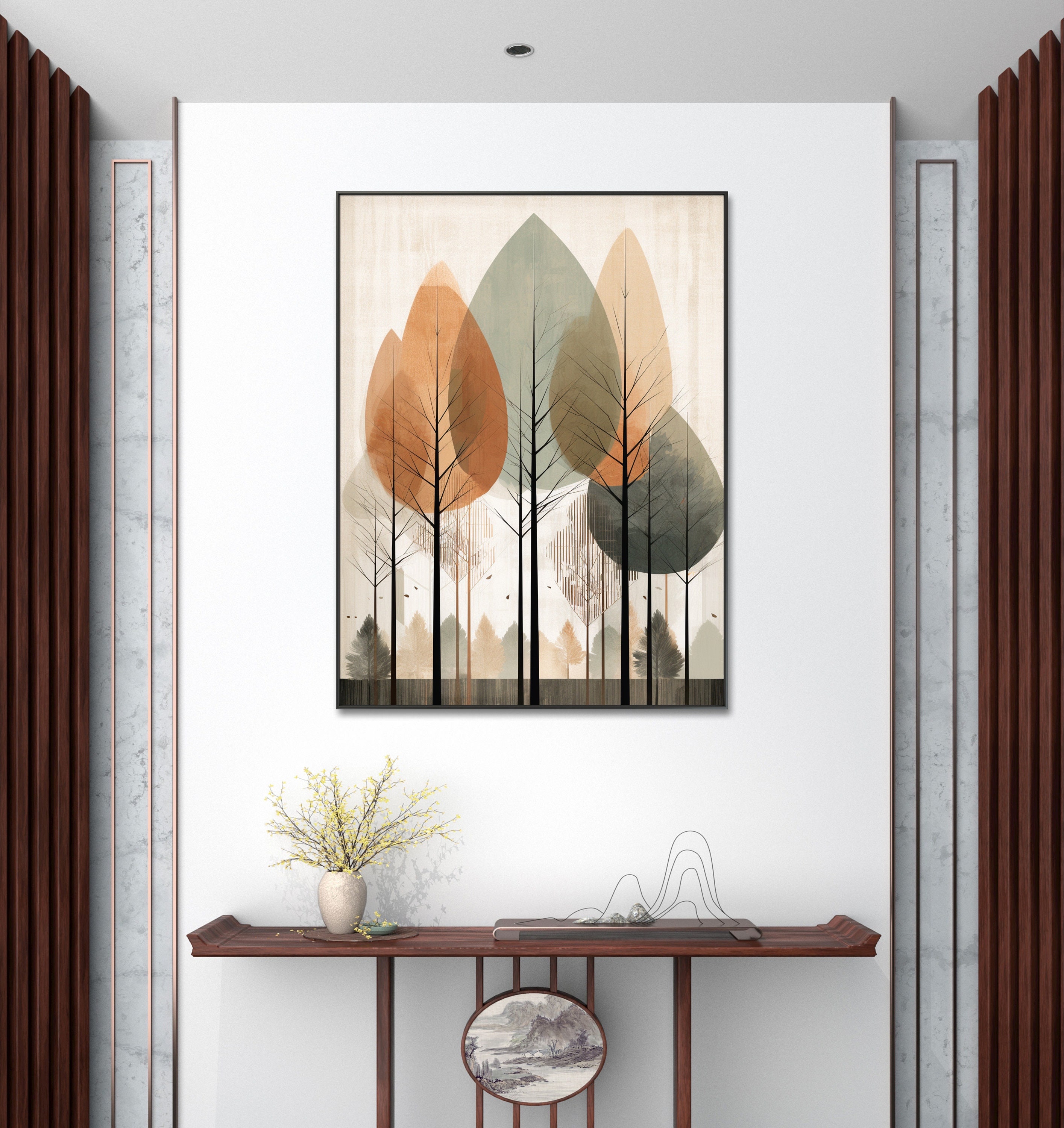 Mid-century Forest Wall Art Print: Whispering Woods - Etsy