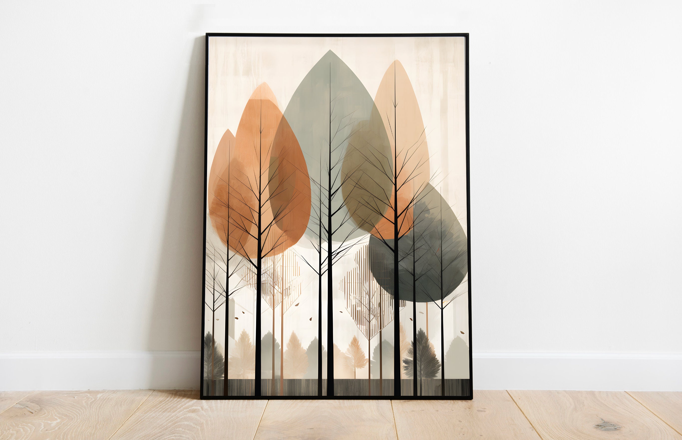 Mid-century Forest Wall Art Print: Whispering Woods - Etsy