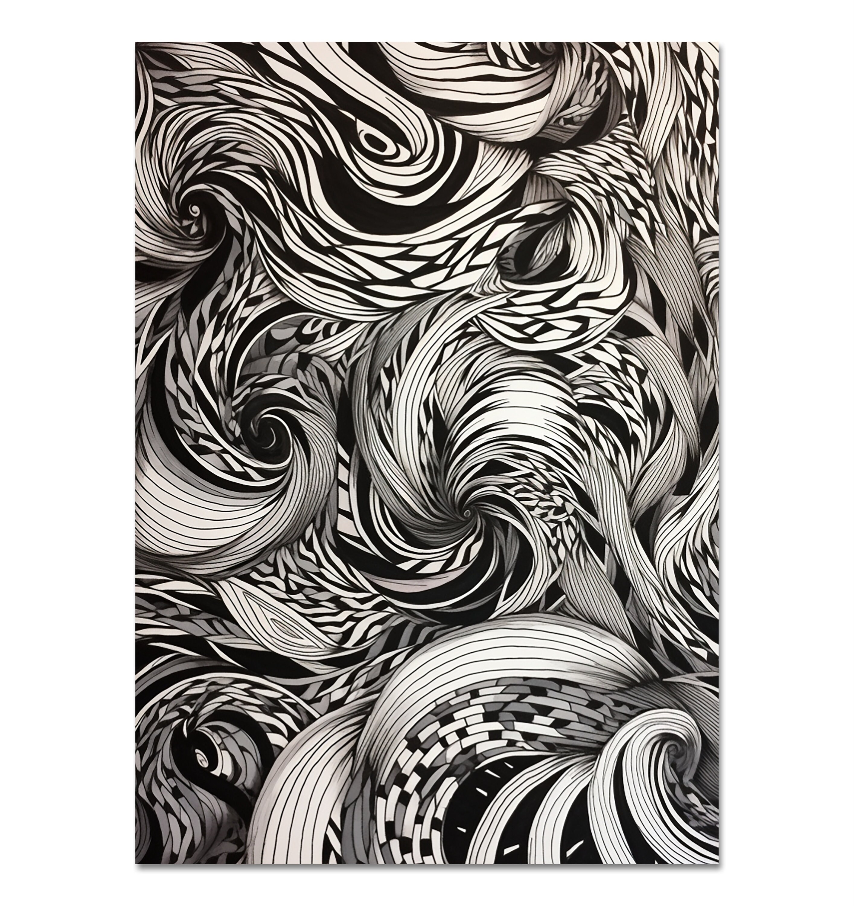 Abstract Black & White Wall Art Print: Harmonious Swirls - Etsy