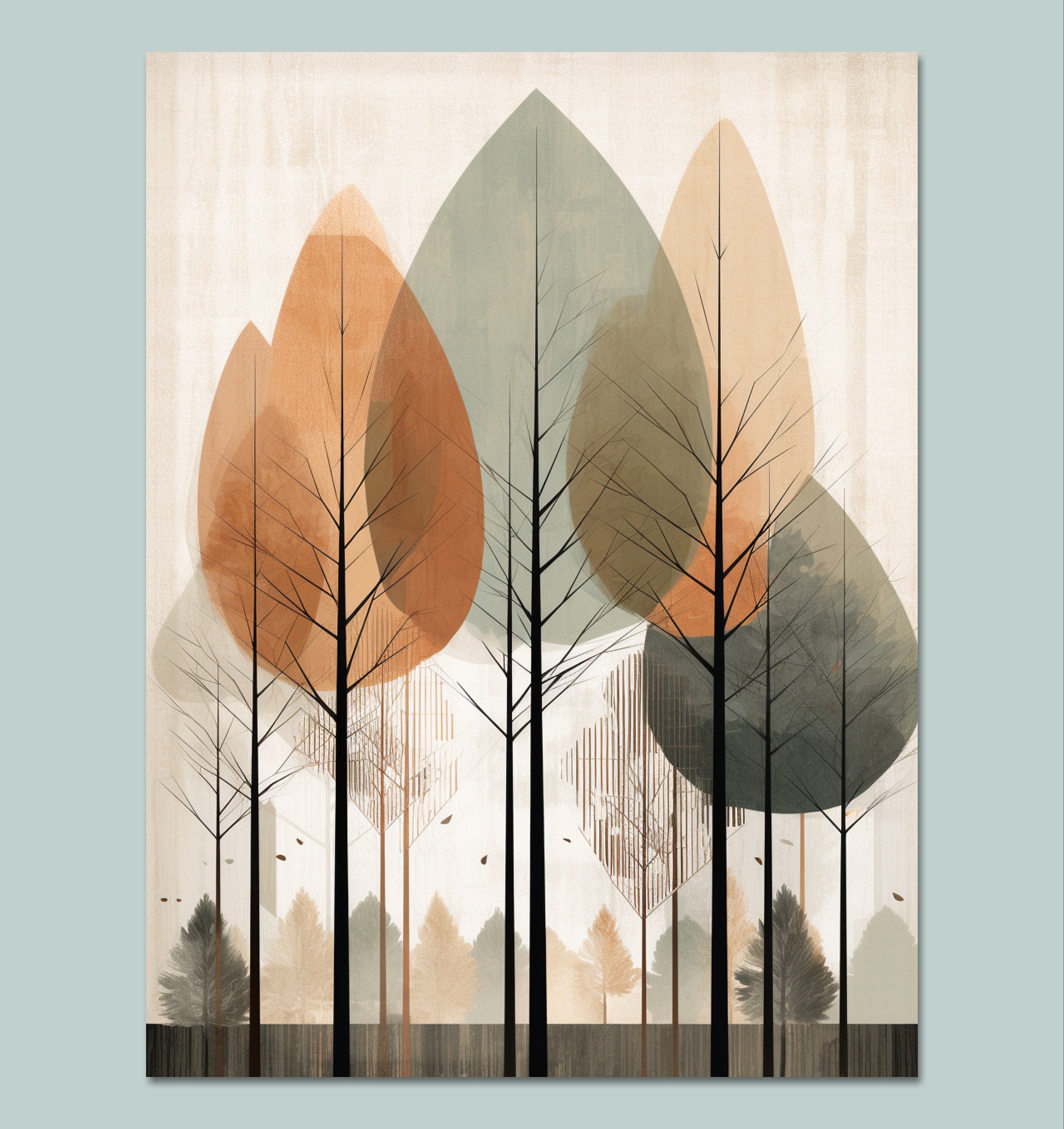 Mid-century Forest Wall Art Print: Whispering Woods - Etsy