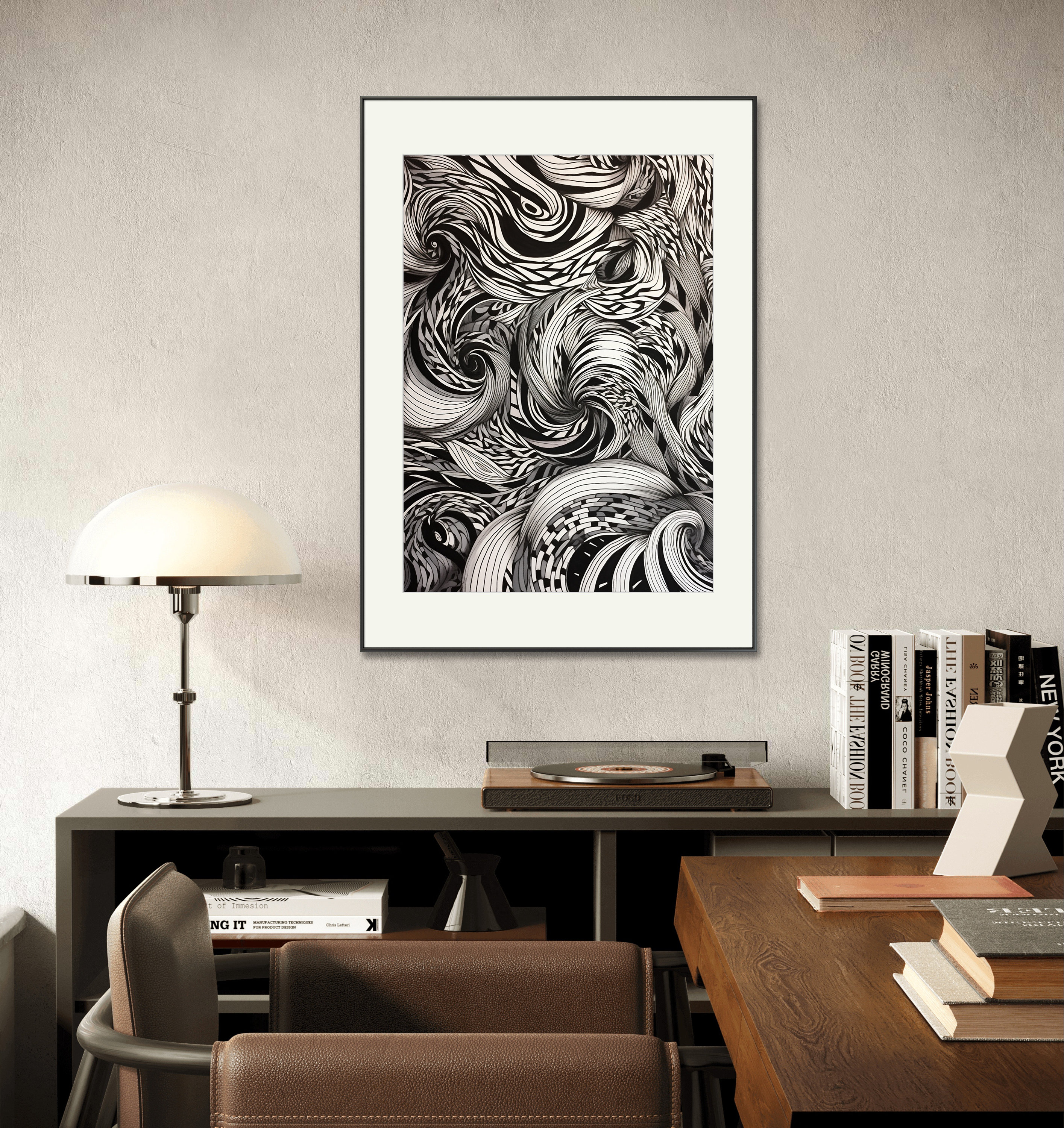 Abstract Black & White Wall Art Print: Harmonious Swirls - Etsy