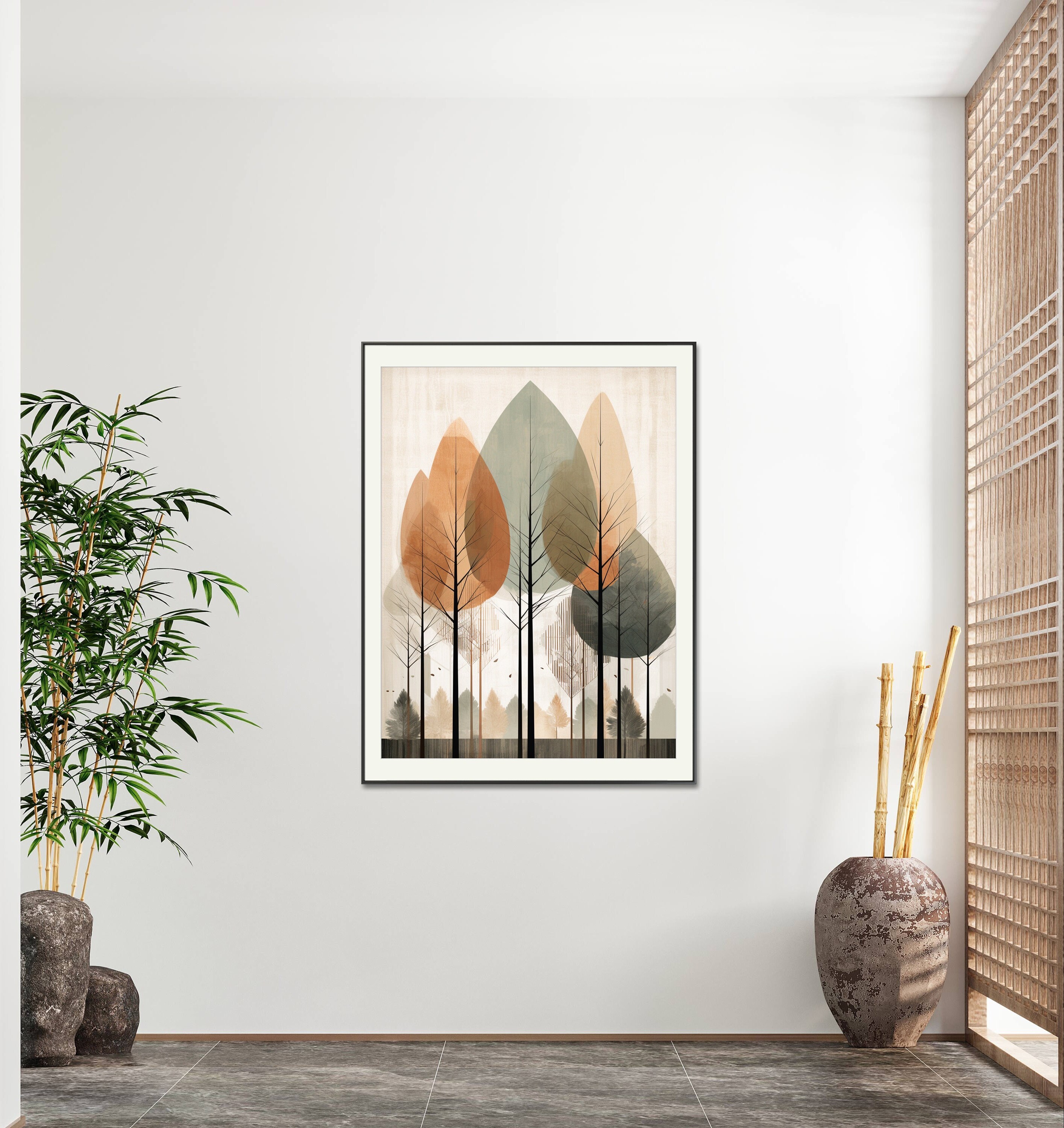 Mid-century Forest Wall Art Print: Whispering Woods - Etsy