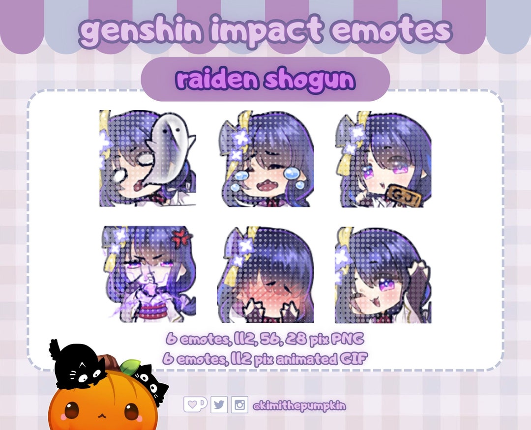 Raiden Shogun Animated Emotes: Genshin Impact Emote Set for Twitch ...