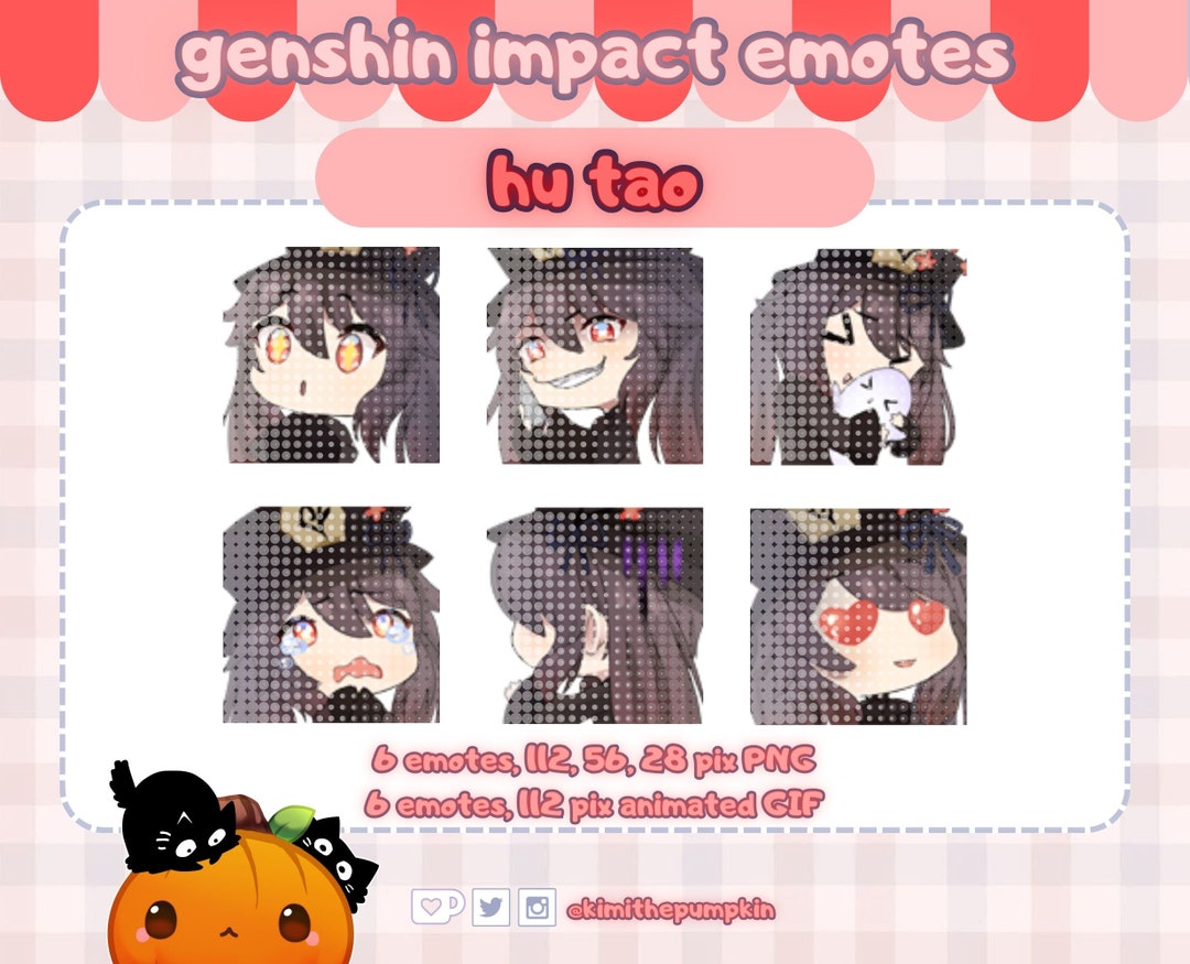 Hu Tao Animated Emotes: Genshin Impact, Twitch/discord/youtube (digital ...