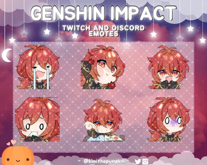 Diluc Ragnvindr Twitch Emotes / Genshin Impact Animated Emotes - Etsy